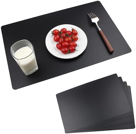 Amazon.com: Jsenvpon Black Placemats Set of 4 wipeable Washable Wipe ...