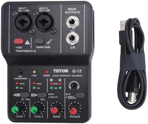 VOANZO Mini Audio Mixer for PC USB Mixer 2 Channel Mixer Microphone ...