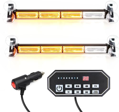 OPL5 2 in 1 Amber Dash Emergency Strobe Light Bar with 9 Key Switch, 20 ...