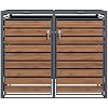 Wiltec Dustbin Box for Two Wheelie Bins Lockable Wood-design Trash Can ...