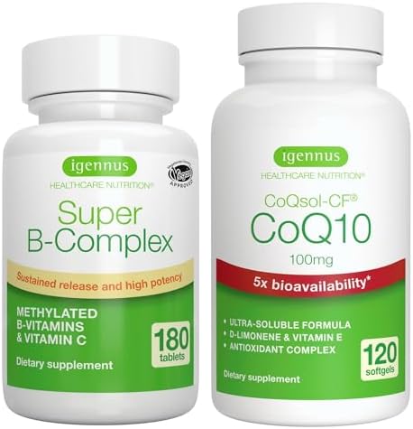 Amazon.com: Super B-Complex 180 Tablets + High Absorption CoQ10 100mg ...