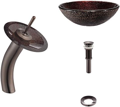 Kraus C-GV-570-12mm-10ORB Callisto Glass Vessel Sink and Waterfall ...