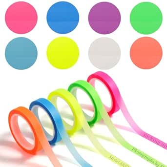 5 Rolls Highlighter Tape and 8pcs Round Transparent Sticky Notes ...