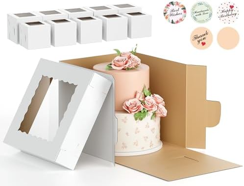 Amazon.com: Moretoes 16 Pack Cake Boxes, 12x12x12 Inch Tall Cake Boxes ...