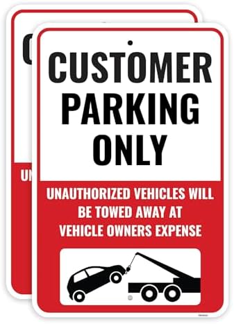 Amazon.com: 2PC Customer Parking Sign, 18 x 12 Inches - Aluminum ...