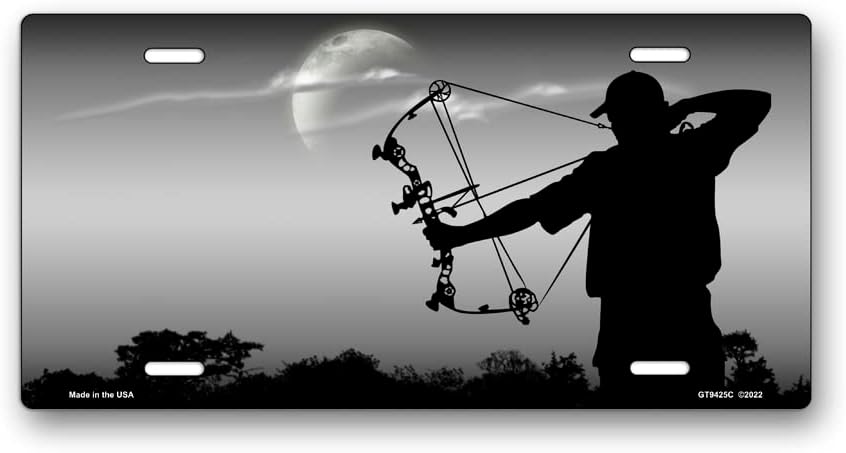 Amazon.com: Bow Hunter on Gray Offset License Plate : Automotive