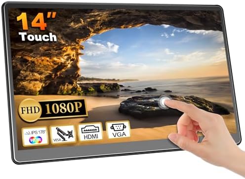 14 Inch Touch Screen, 1080P Resolution, USB C HDMI VGA Connector, Built ...