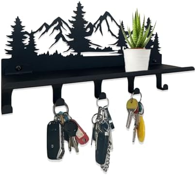 Amazon.com: CatTerranM Key Holder Wall Mount with Shelf and 5 Hooks ...