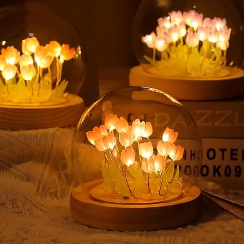 Buy FLYNGO Romantic Night Light with Wooden Base, LED Decoration Lamp ...