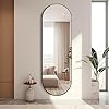 Amazon.com: ZHUNFA Arched Full Length Mirror Black, 65''x 22'' Oval ...