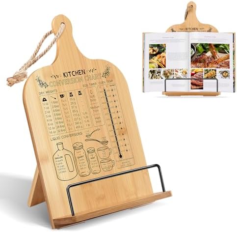 Amazon.com: Cookbook Stand for Kitchen Counter Bamboo Recipe Book ...