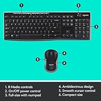 Logitech MK270 Wireless Keyboard and Mouse Combo for Windows, 2.4 GHz ...