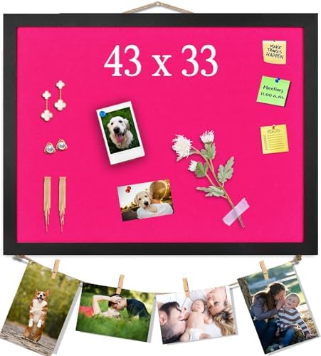 Pink Bulletin Boards Cork Board with Felt, 43x33cm Small Display Pin ...