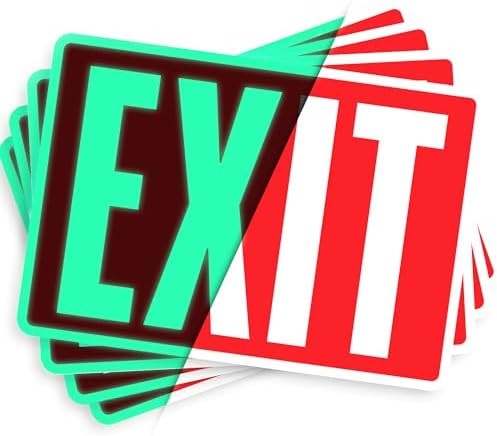 Amazon.com: Exit Sign Stickers - Glow in The Dark - 4 pcs, 10" by 7 ...