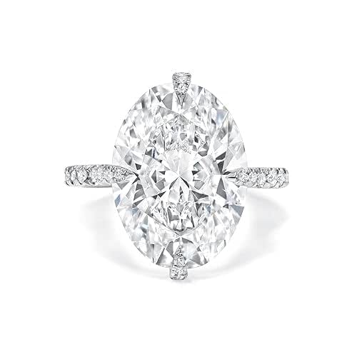 Amazon.com: 5 CT Oval Moissanite Engagement Rings for Women Handmade ...