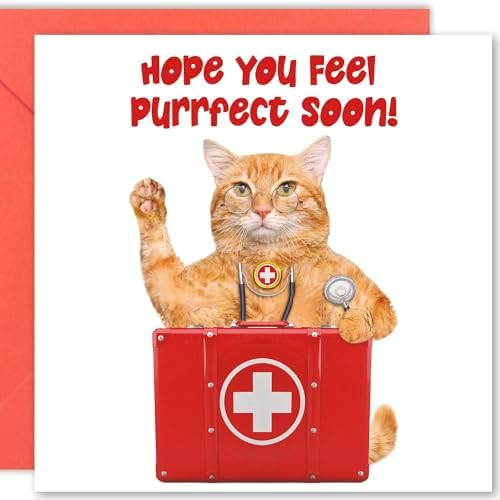 Amazon.com : Cult Kitty - Feel Purrrfect Soon - Get Well Soon Card ...