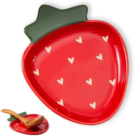 Amazon.com: YumiPLUS Ceramic Strawberry Spoon Rest, Red Utensil Holder ...