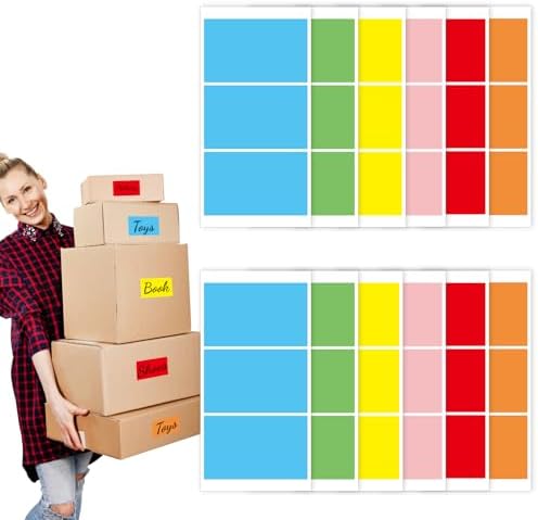 72 Pcs Moving Stickers, 100 X 60 mm Rectangular Color Sticker Home ...