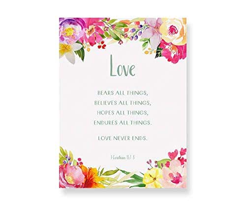 Amazon.com: 1 CORINTHIANS 13:7-8 Floral Bible Verse Print - 'Love Bears ...