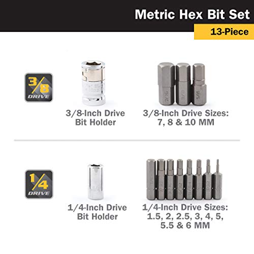 Titan 16112 Metric Hex Bit Set, 13 Piece (13 Piece Metric Hex Bit Set ...