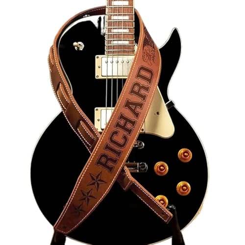 Amazon.com: Personalized Leather Guitar Strap with Engraved Name ...