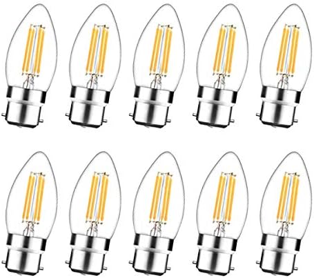 Bayonet Light Bulb, 10 Pack Dimmable LED Candle Bulbs Bayonet, 40W ...