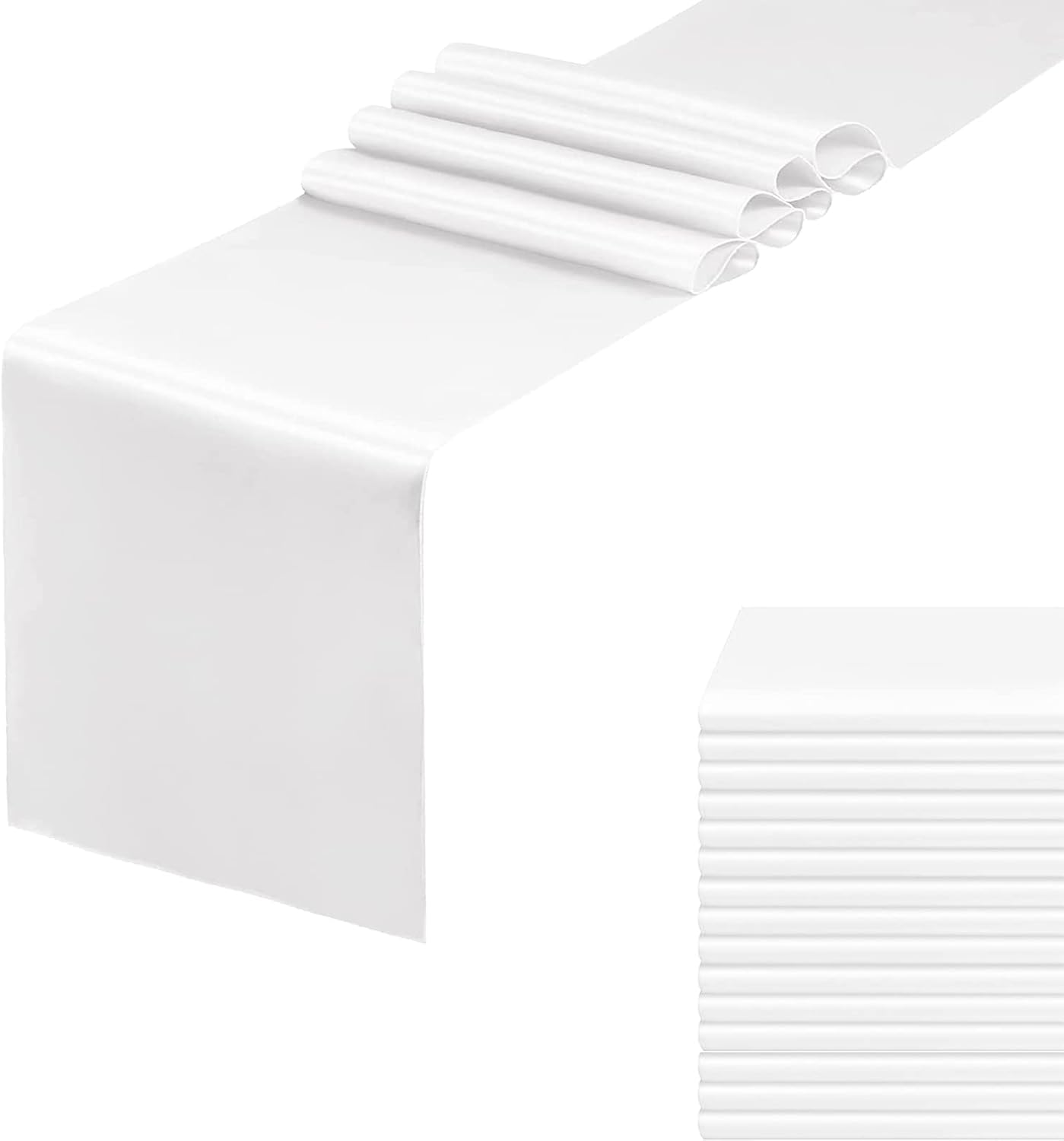 Amazon.com: HMQIANG 15 Pack White Table Runners, Satin Table Runner ...