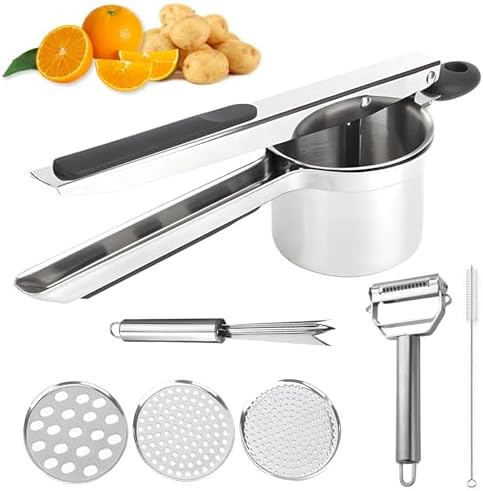 Amazon.com: Stainless Steel Potato Ricer 15 oz with 3 Interchangeable ...