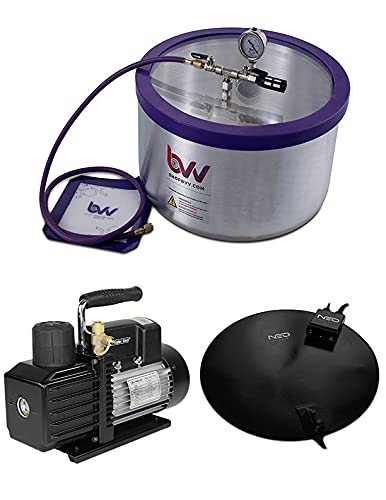 Mini Lab Pack- 7 Aluminum Vacuum Chamber; BVV 4CFM VE225 2 Stage Vacuum ...