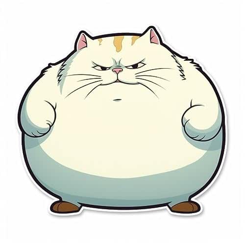 Amazon.com: Cute Fat Cat Chubby Funny Cartoon Cat Decal Sticker for ...