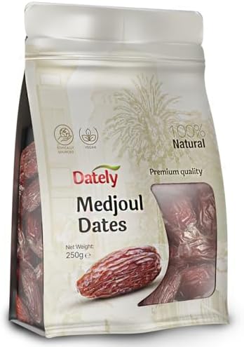 Dately Natural Dates 250g | GMO-Free, Fibre-Rich | 250g Fresh Medjoul ...