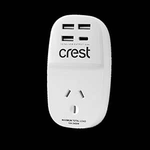 Crest Power Adaptor 1 Socket 4 USB : Amazon.com.au: Electronics