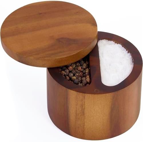 Amazon.com: Demigo Duet Salt Cellar, 7.5 Ounces Acacia Salt Keeper Box ...