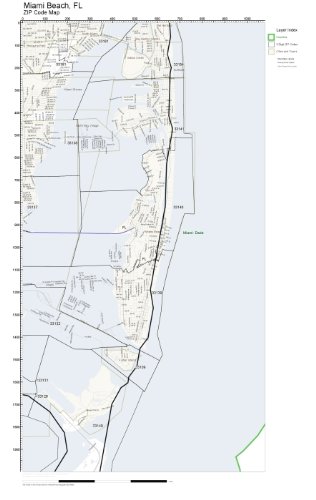 ZIP Code Wall Map of Miami Beach, FL ZIP Code Map Not Laminated: Amazon ...
