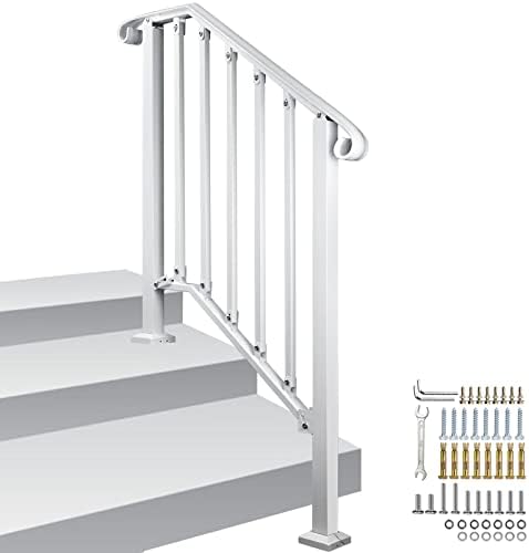VEVOR Handrails for Outdoor Steps, 1-2 Step Stair Hand Rail Kit ...