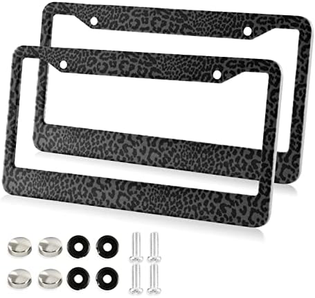 Amazon.com: ALAZA Dark Gray Leopard Cheetah Print license Plate Frames ...