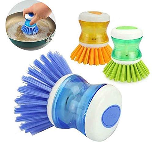 Dish Wash Brush with Soap Dispenser, Soap Dispensing Palm Brush ...