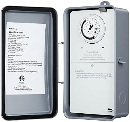 SURAIELEC Pool Timer, 24 Hour Mechanical Pump Timer, 40 AMP, 120, 240 ...