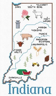 Indiana Map Cross Stitch Pattern: Amazon.com: Books