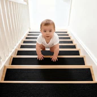 Amazon.com: 15 Pack 30in x 8in Non Slip Stair Carpet Treads for Wooden ...