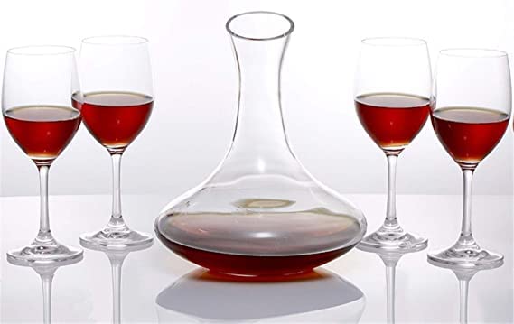 PrimeWorld 5pc Crystal Clear Wine Decanter and Glasses Set | Elegant ...
