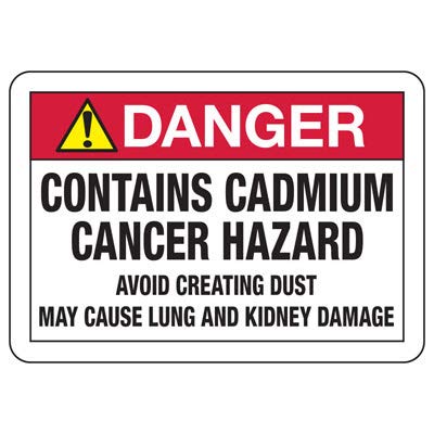 Danger Cadmium Avoid Creating DUST14" H x 20" W Magnetic Not Laminated ...