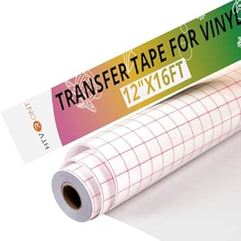 HTVRONT Transfer Tape for Vinyl - 12" x 16 FT (30.5 x 488CM) w/Red ...