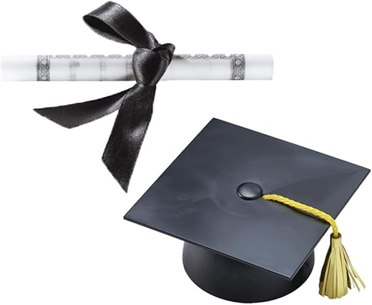 Amazon.com: Plastic Graduation Cap Cake Topper with Large Paper Diploma ...