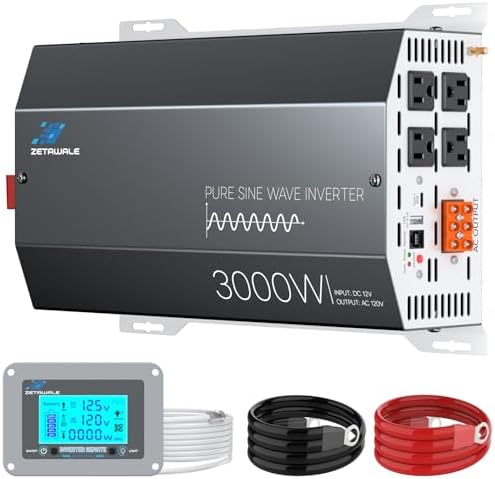 Amazon.com: 3000 Watts Pure Sine Wave Inverter 12V DC to 110V/120V AC ...