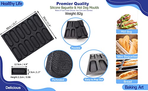 Silicone Baguette Moulds Mini Hot Dog Bun Mold Bread Bun Mold Pans ...