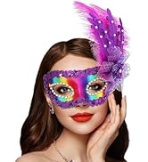 Amazon.com: Campsis Feather Masquerade Mask White Venetian Masks Flower ...