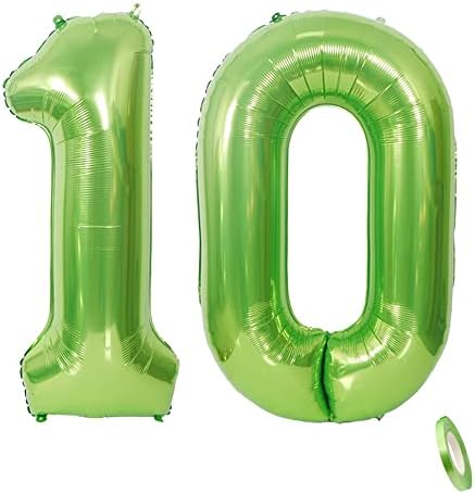 Amazon.com: Ceqiny 40 Inch 10th Number Balloon Mylar Balloon Giant ...