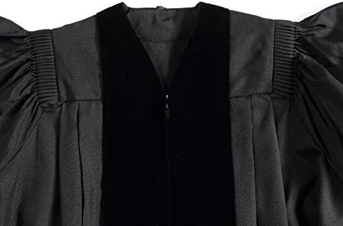 Leishungao Deluxe Fluted Fabric Clergy Robe Doctoral Black Pastor Robe ...