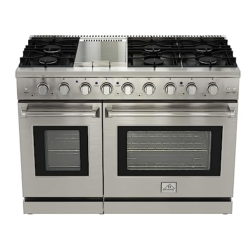 CASAINC 48 inch Gas Range Stove, Stainless Steel Professional Gas Range ...